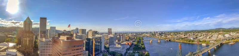 Aerial Panoramic View of Portland, Oregon Stock Image - Image of ...