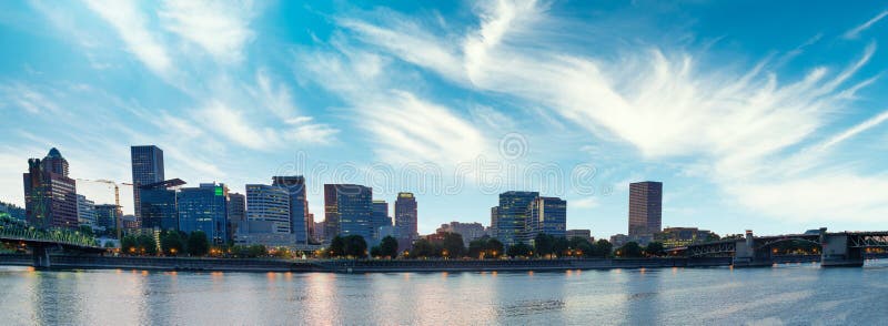 Aerial Panoramic View of Portland, Oregon Stock Photo - Image of view ...