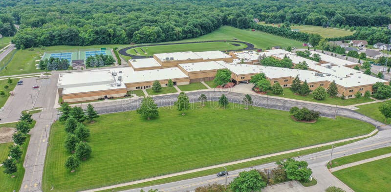 Aerial Panoramic View of a Small Industrial Complex with Green ...