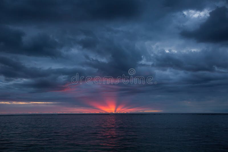 Aerial Panoramic View of Sunset Over Ocean. Stock Image - Image of ...