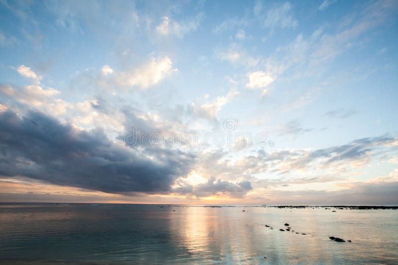 Aerial Panoramic View of Sunset Over Ocean. Stock Photo - Image of ...