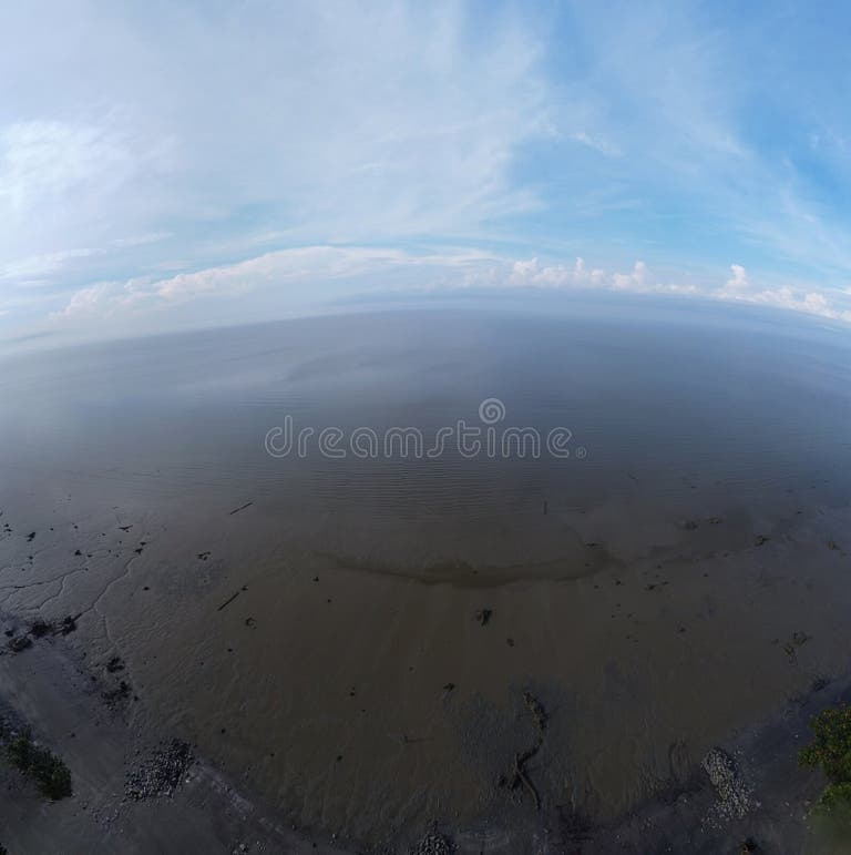 Aerial Panoramic View on the Swampy Mud Beach Environment at the Low ...