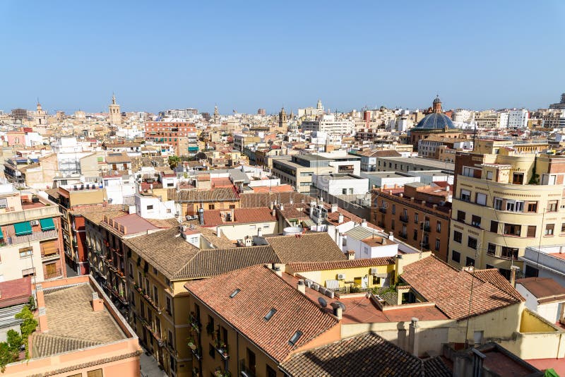 Aerial Panoramic View of Valencia City Stock Image - Image of spain ...