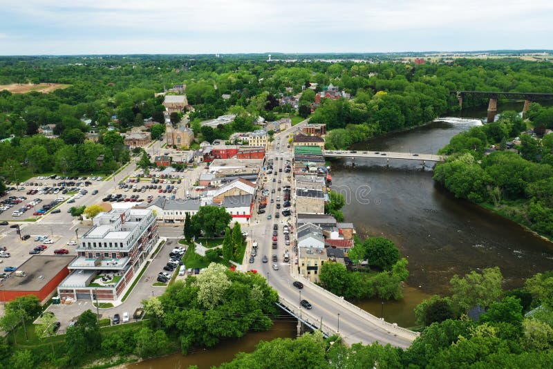 Aerial of Paris, Ontario, Canada on a Spring Morning Stock Photo ...