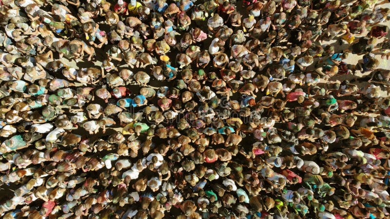 Aerial. Crowd of People. View from Drone. Stock Image - Image of ...