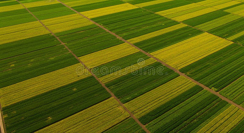 Aerial Perspective of Agricultural Fields Featuring a Patchwork of Long ...