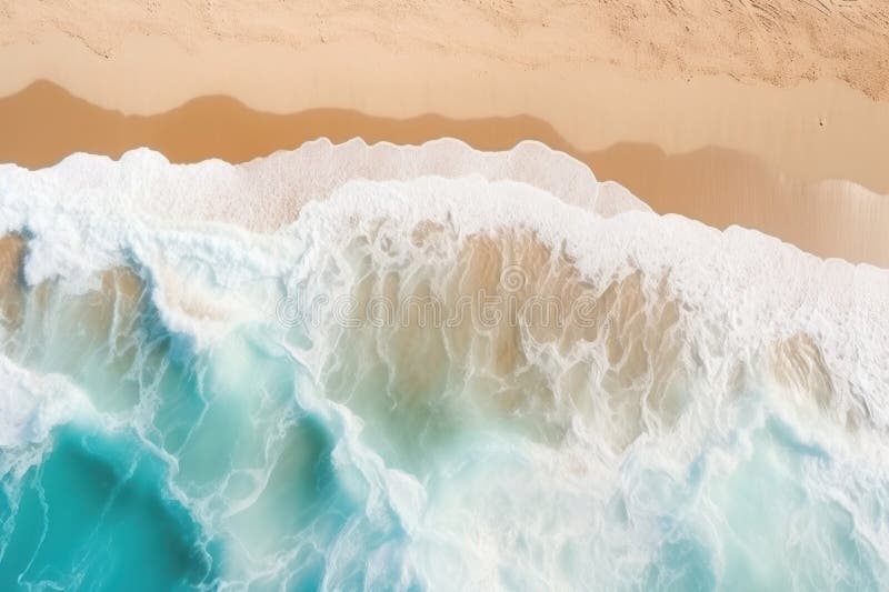 Aerial Perspective of Beach Waves Creating Shore Textures Stock ...