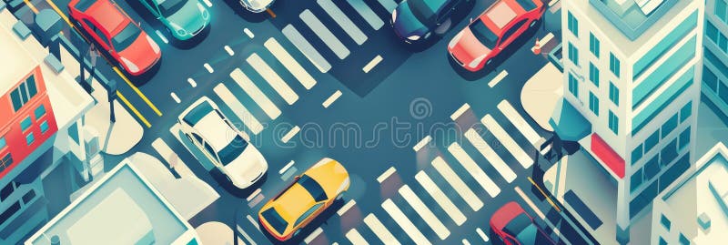 Aerial View of Busy City Intersection with Cars and Buildings an Aerial ...