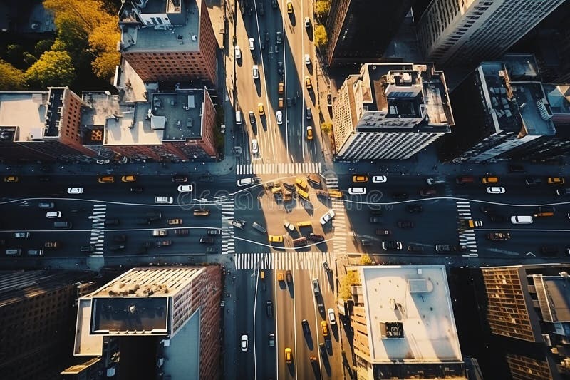Aerial Perspective of Busy City Streets. Generative AI Stock ...