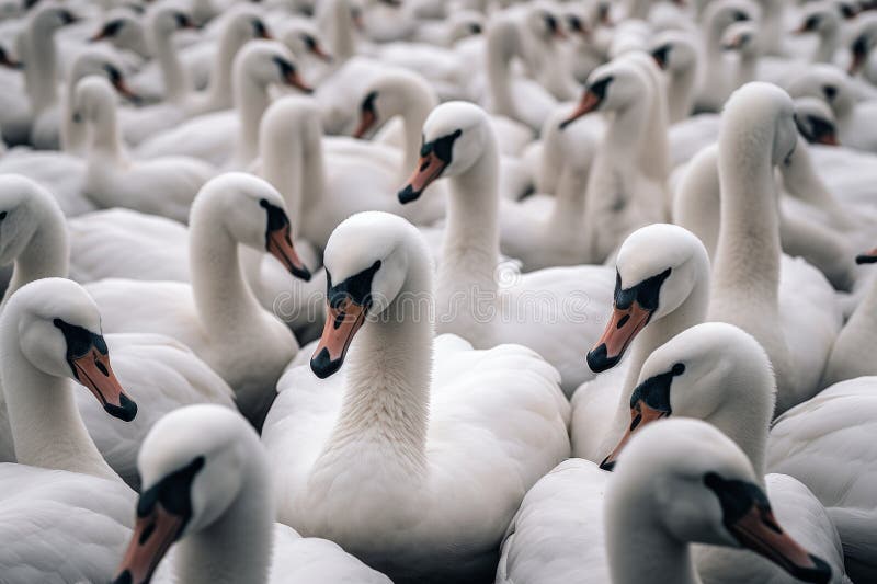 Aerial Perspective Capturing a Group of Elegant Swans in Graceful ...