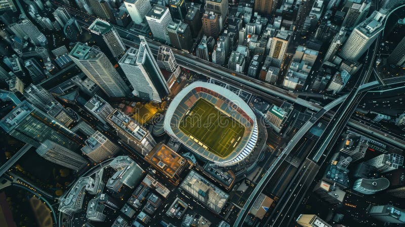 Aerial Perspective of a City S Sporting Arenas Stock Illustration ...
