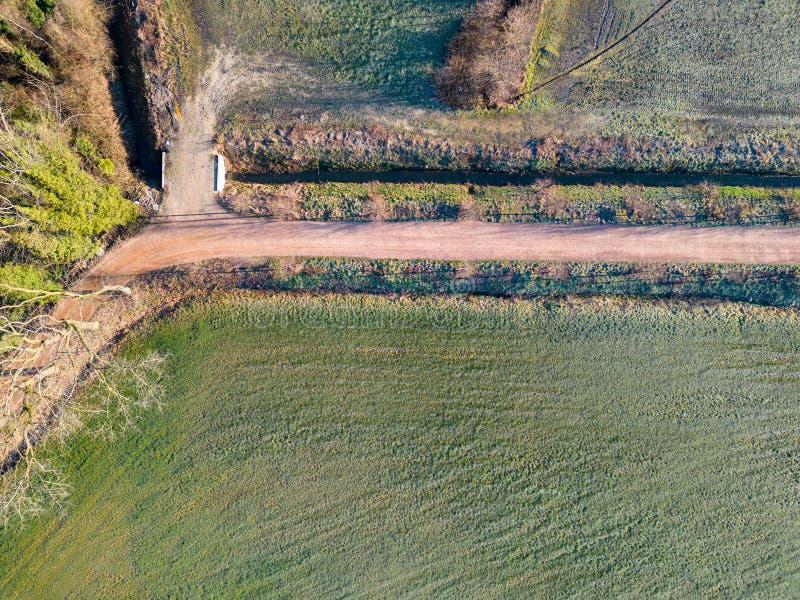 Aerial Perspective of Countryside Path and Fields Stock Photo - Image ...