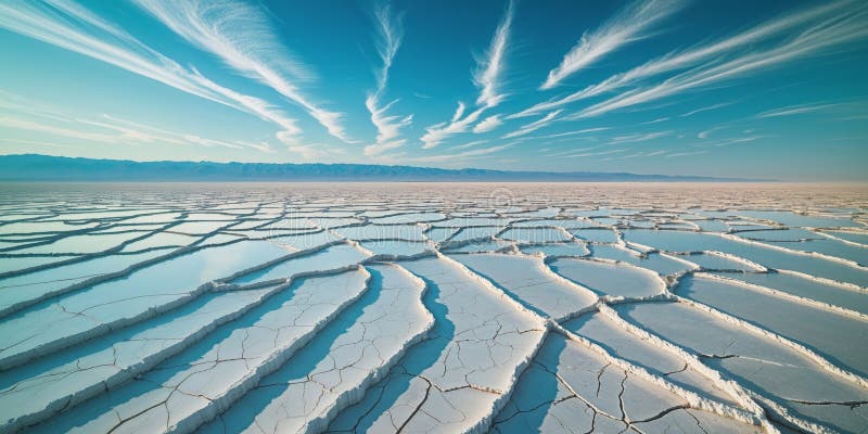 Aerial Perspective of a Dried Salt Flat with Natural Cracks and Unique ...