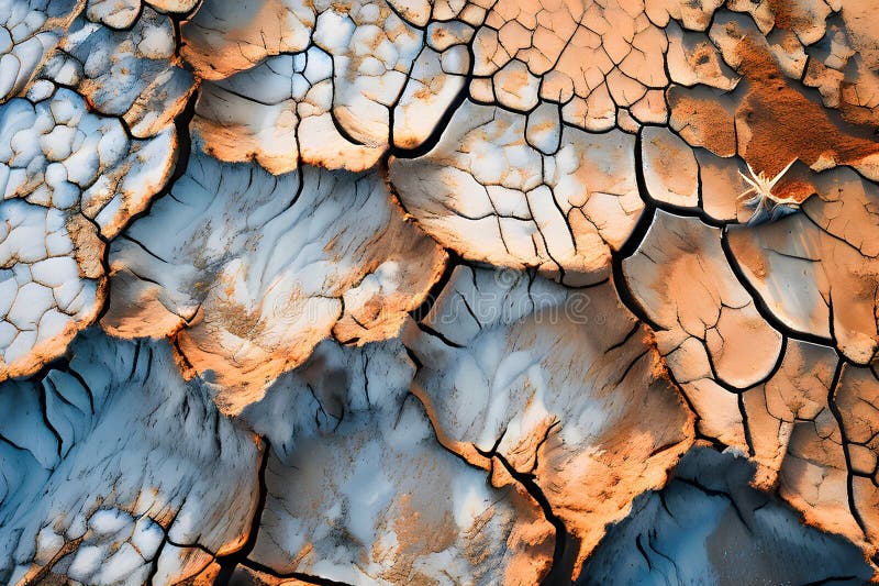 Aerial Perspective of a Salt and Clay Pan Revealing the Intricate ...