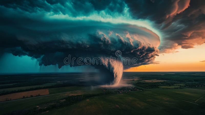 Aerial Perspective of a Formidable Storm System Creating a Tornado ...