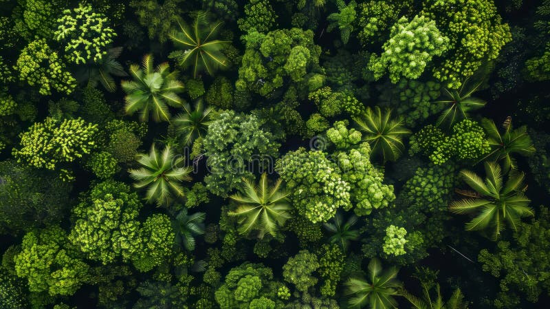 Aerial Perspective of Green Tropical Trees. Stock Illustration ...