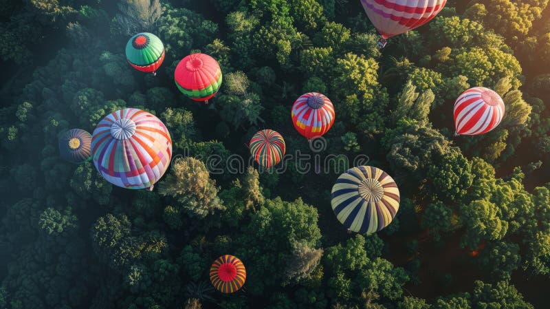 Aerial Perspective Highlighting the Beauty of Balloons in Flight Stock ...