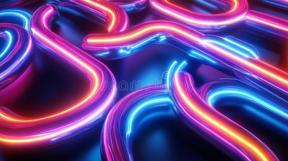 Aerial Perspective of Interlocking Neon Circuits Creating a Mesmerizing ...