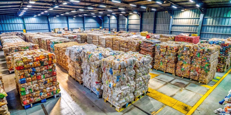 Aerial Perspective of a Massive Compressed Recycling Bale in a Modern ...