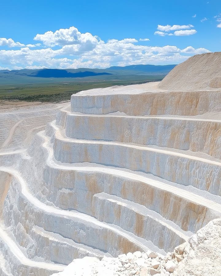 Aerial Perspective of a Massive Open Pit Mining Operation with Trucks ...