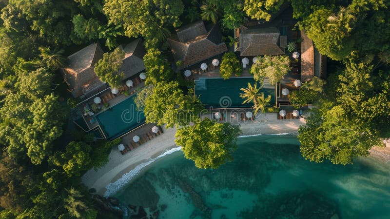 Aerial View of Resort Surrounded by Trees Stock Image - Image of ...