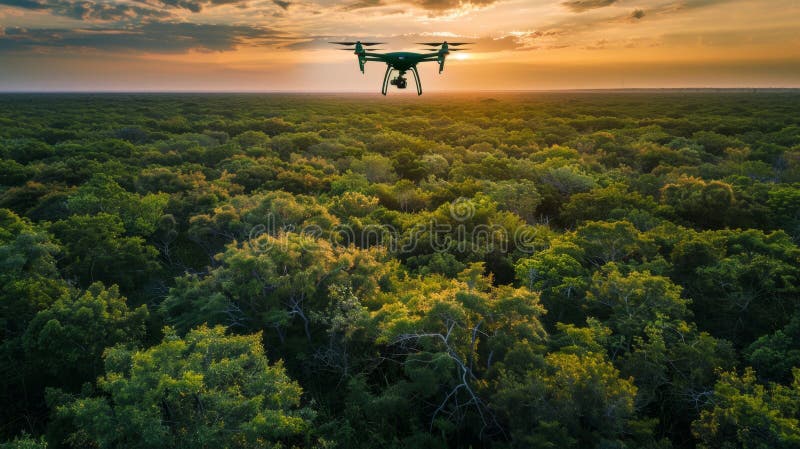 Aerial View of Forest with Small Plane Flying Stock Photo - Image of ...
