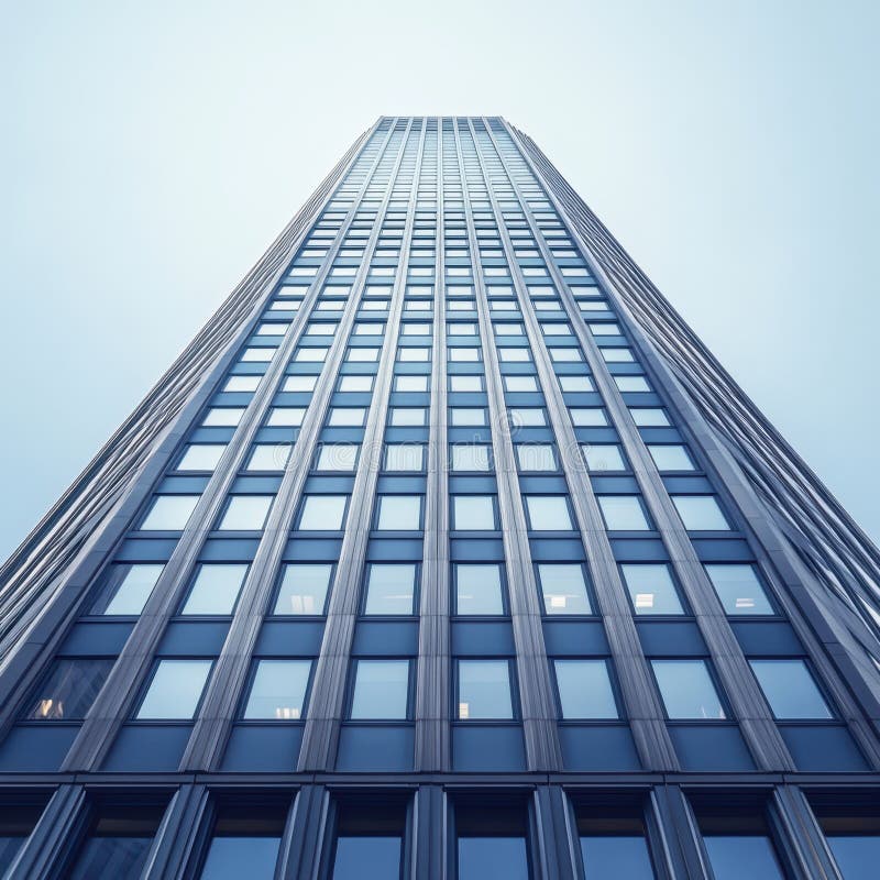 Aerial Perspective of a Skyscraper Featuring Numerous Windows and a ...
