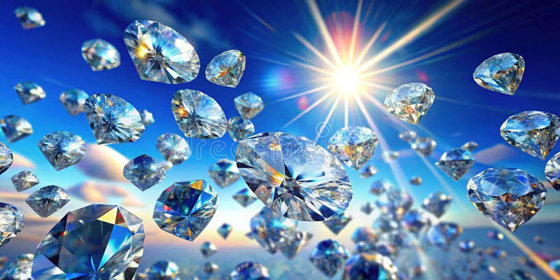 Aerial Perspective of Sparkling Diamonds Soaring through a Pristine ...