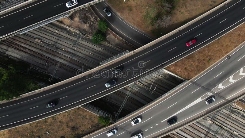 Aerial Perspective of a Sprawling Road Junction Bustling with Traffic ...
