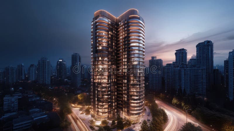 Aerial Perspective of a Towering Structure Featuring Numerous Windows ...