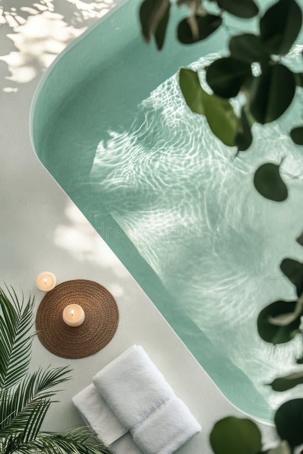 Aerial Perspective of a Tranquil Spa Scene Stock Illustration ...