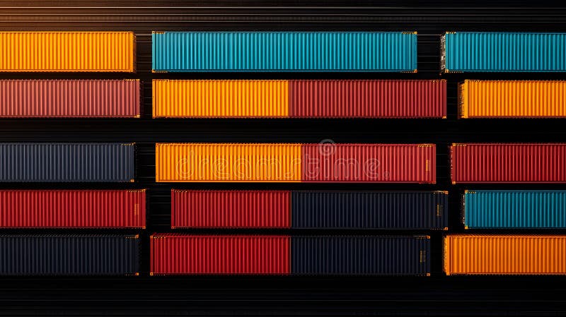 An Aerial Perspective of Vibrant Cargo Containers Organized in Striking ...