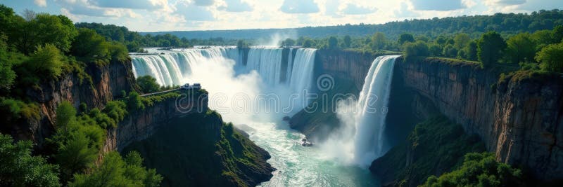 Aerial Perspective of Victoria Falls Immense Width and Height, Rocks ...