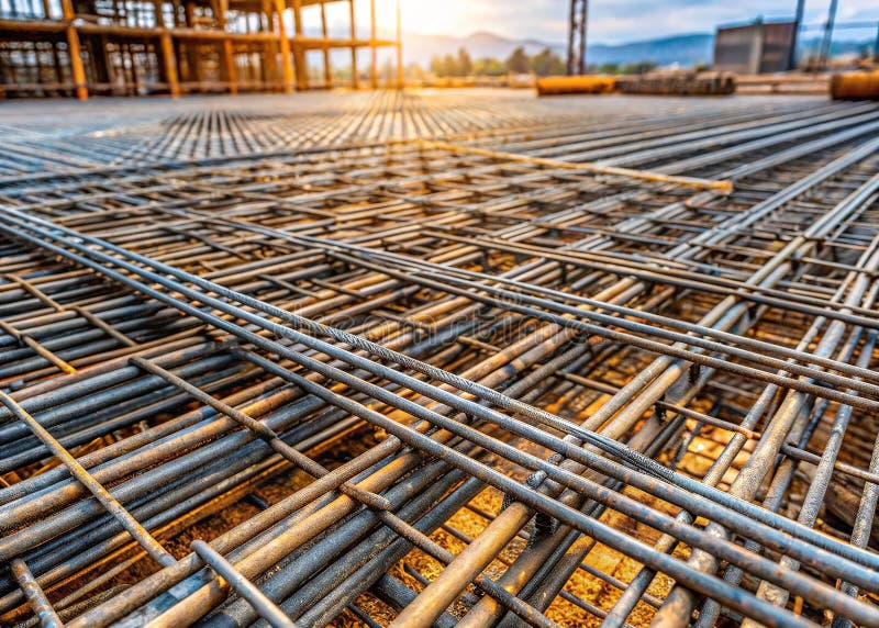 Aerial Perspective of Welded Wire Mesh Reinforcement for a Concrete ...