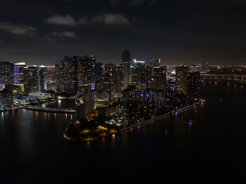Aerial Photo Brickell Key Miami Florida Stock Photo - Image of island ...
