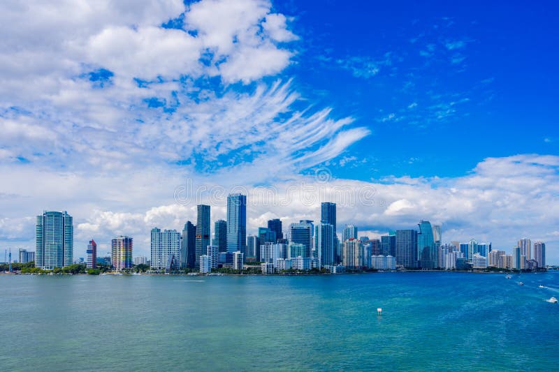 Aerial Photo Brickell Miami Skyline 2025 Stock Image - Image of warm ...