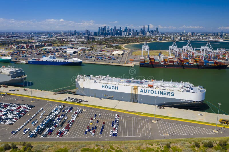Aerial Photo of Cargo Terminal and Melbourne CBD Editorial Photo ...