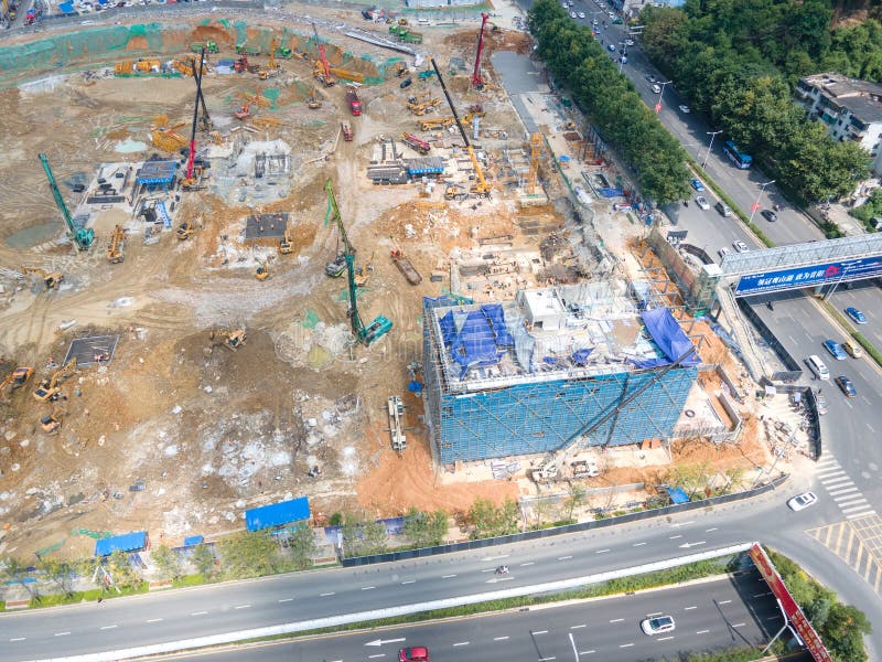 Aerial Photo of the Construction Site Editorial Stock Image - Image of ...