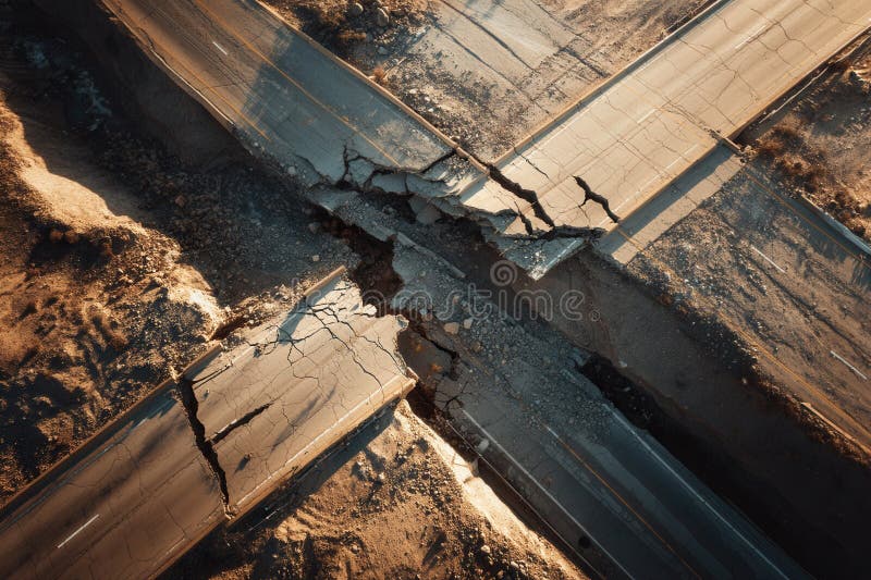 Aerial Photo of a Destroyed Highway Intersection after a Major ...
