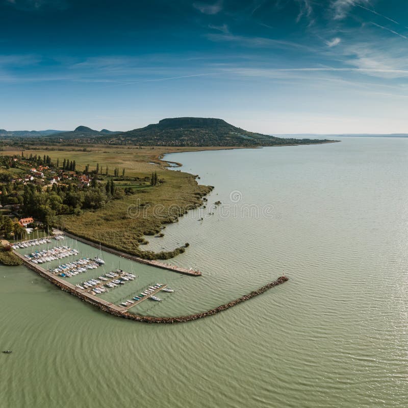 Aerial Photo of Lake Balaton Stock Photo - Image of pier, balaton ...
