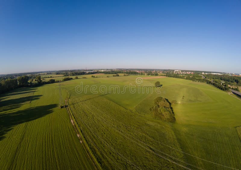 Aerial Photo of the Meadows and River Regnitz at Erlangen Stock Image ...