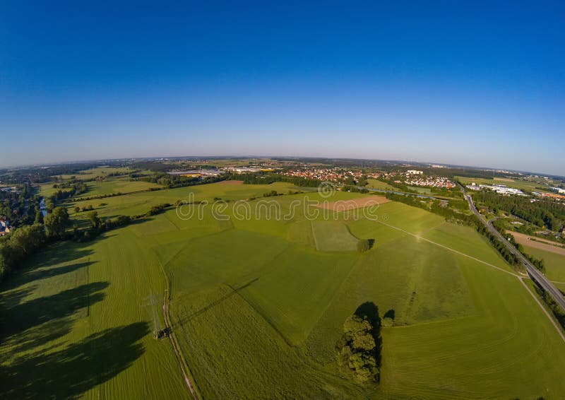 Aerial Photo of the Meadows and River Regnitz at Erlangen Stock Photo ...