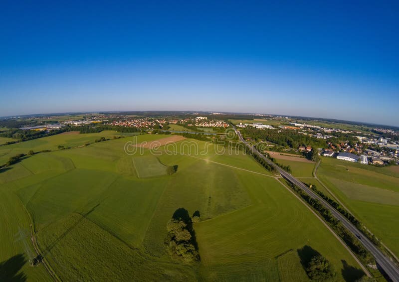 Aerial Photo of the Meadows and River Regnitz at Erlangen Stock Photo ...