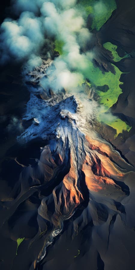 Hyper-realistic Aerial View of Iceland Mountain with Surrealistic ...