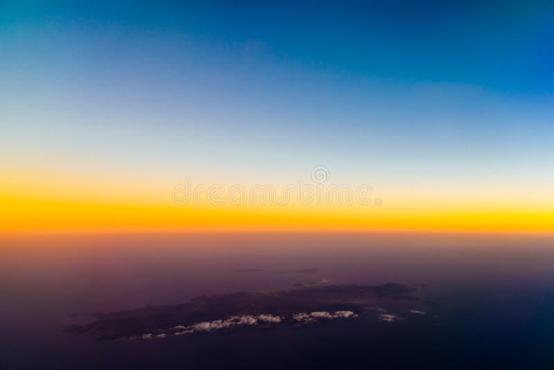 Aerial Photo of Ocean Sunset on Island Stock Image - Image of ...