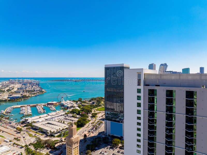 Aerial Photo Scene of Miami Florida Stock Image - Image of elevation ...