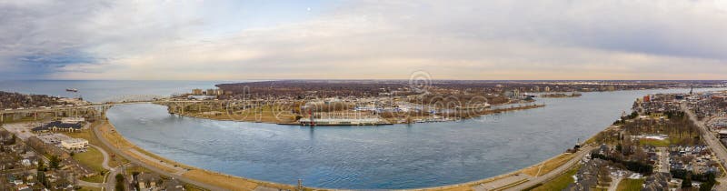 Aerial Photo St Clair River between USA and Canada Stock Photo - Image ...
