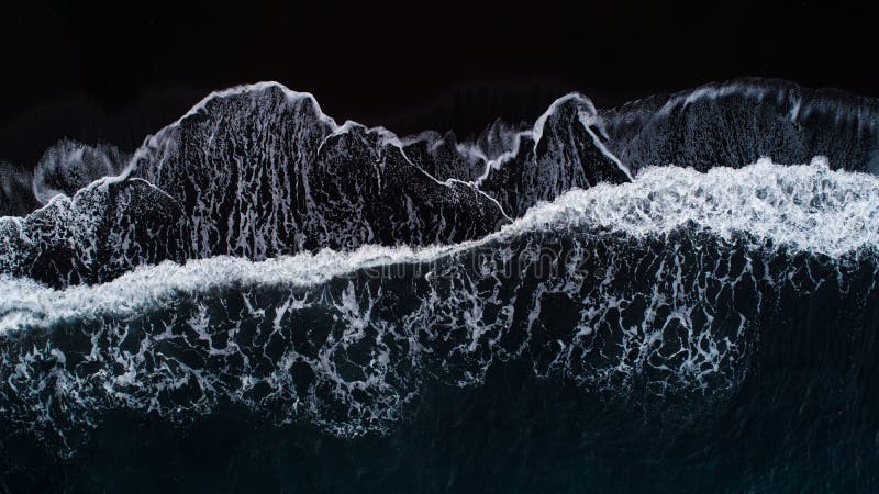 Aerial Photo of Waves on Black Sand Beach. Stock Photo - Image of waves ...