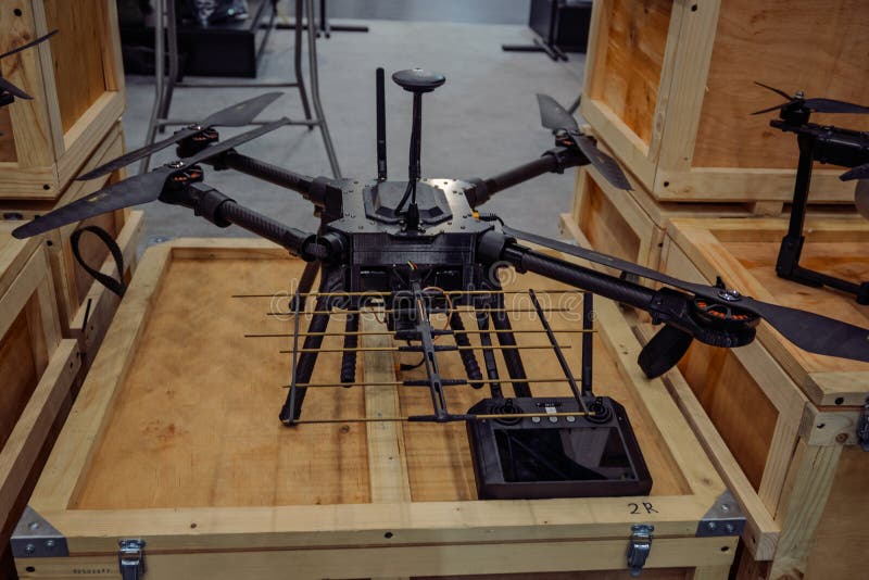 Aerial Photography and Videography High Tech Drone in a Workshop with ...