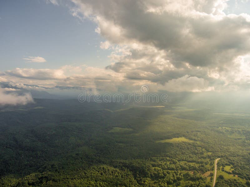 Aerial Photos. Panoramic View of the Forest and Clouds. Stock Photo ...